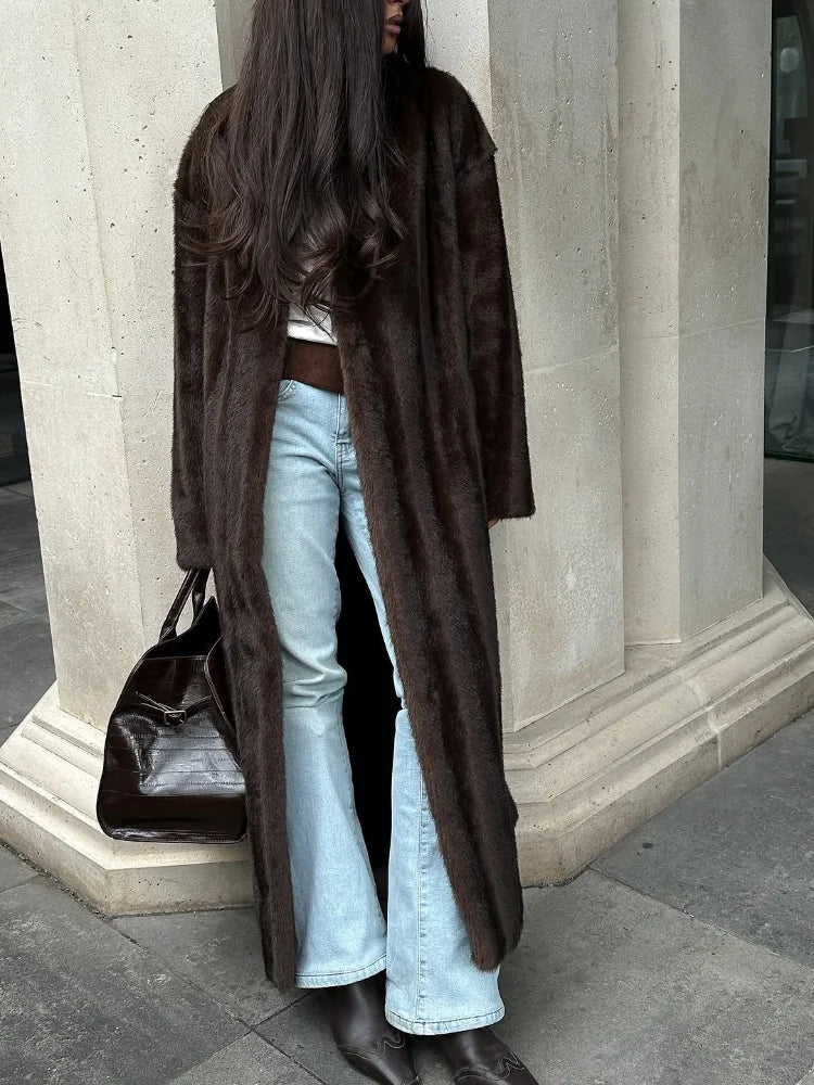 Suzy Faux Fur Maxi Coat with Belt – SOERA